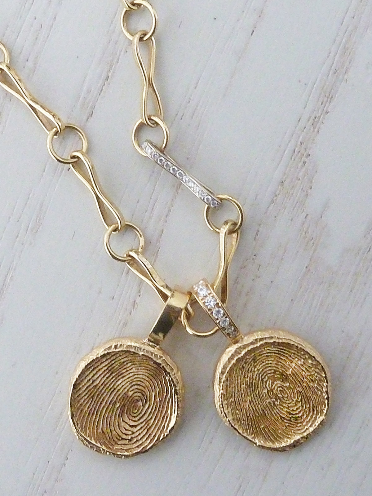 Custom Fingerprint Coin Diamond Bail Pendant