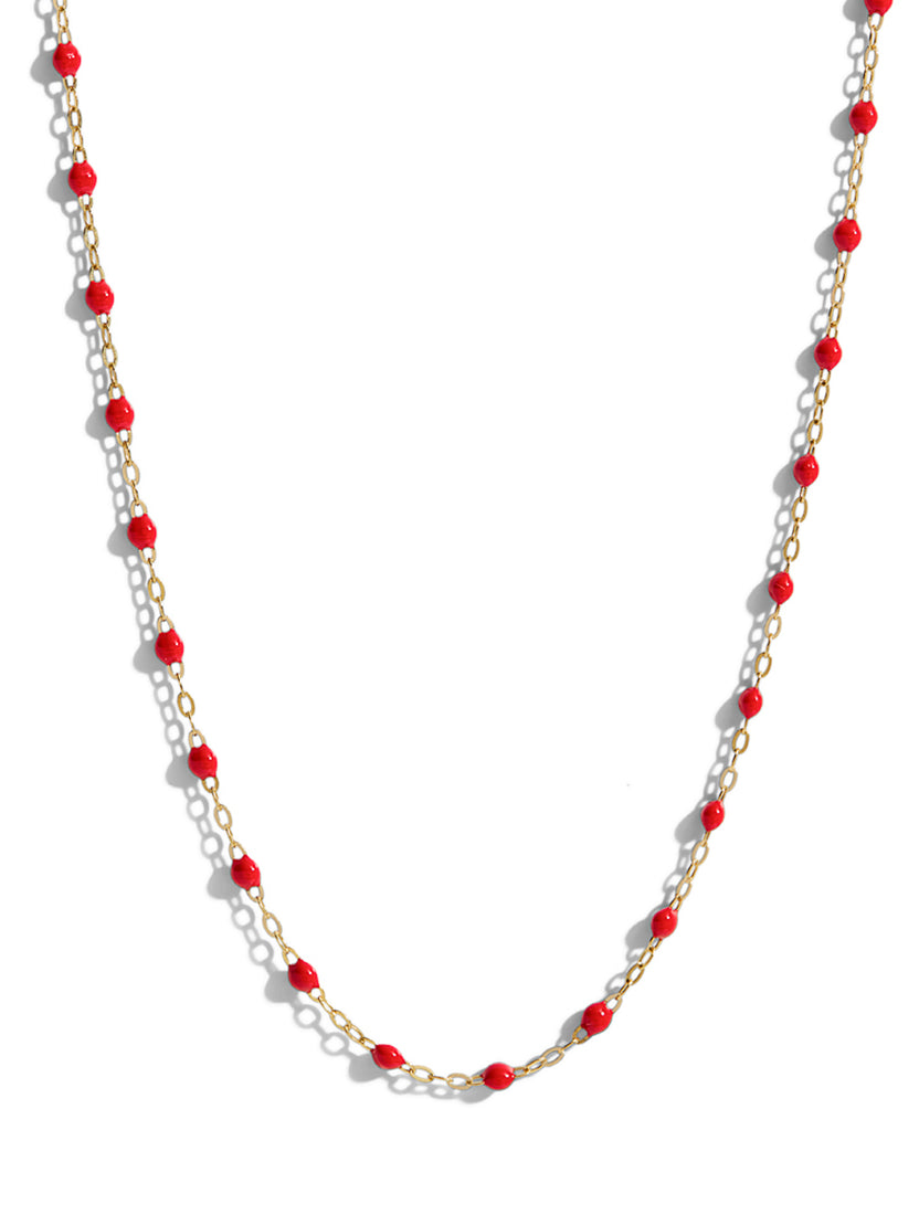 16 Inch Classic Gigi Poppy Resin Yellow Gold Necklace | Ylang 23