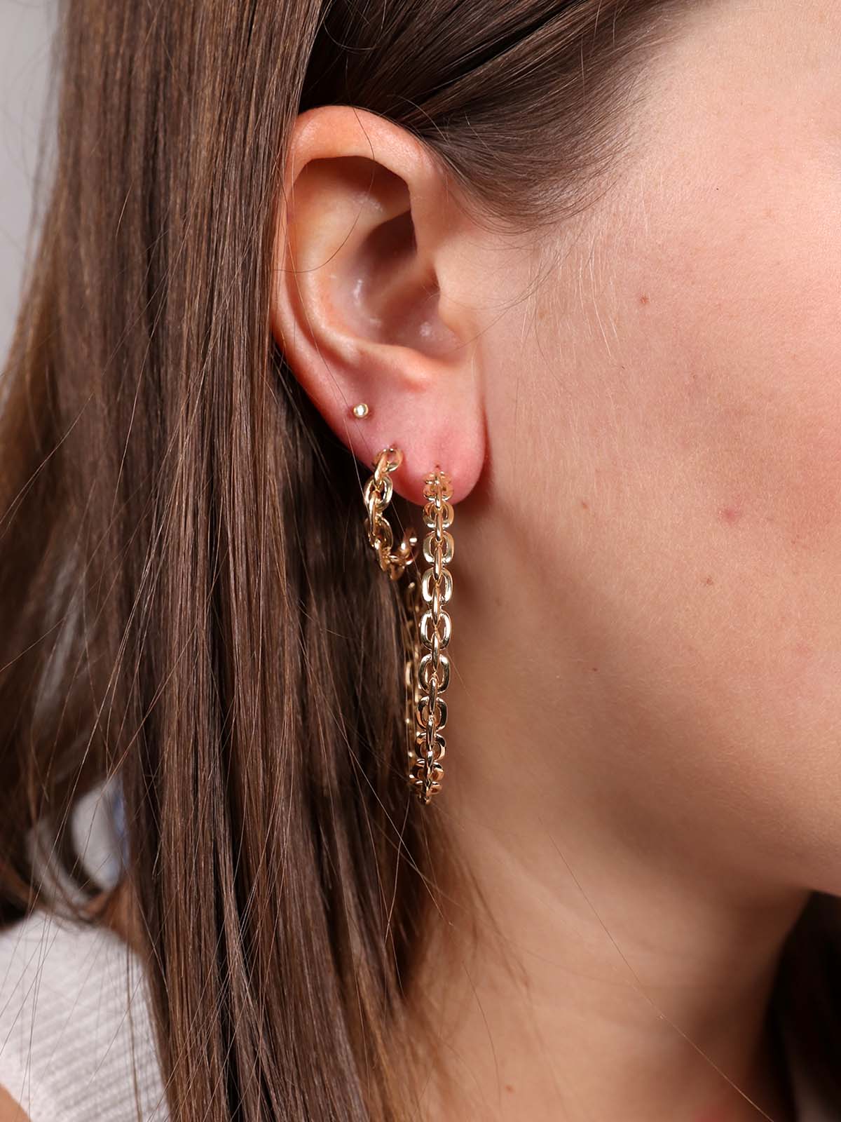 Small Knife Edge Chain Hoop Earrings